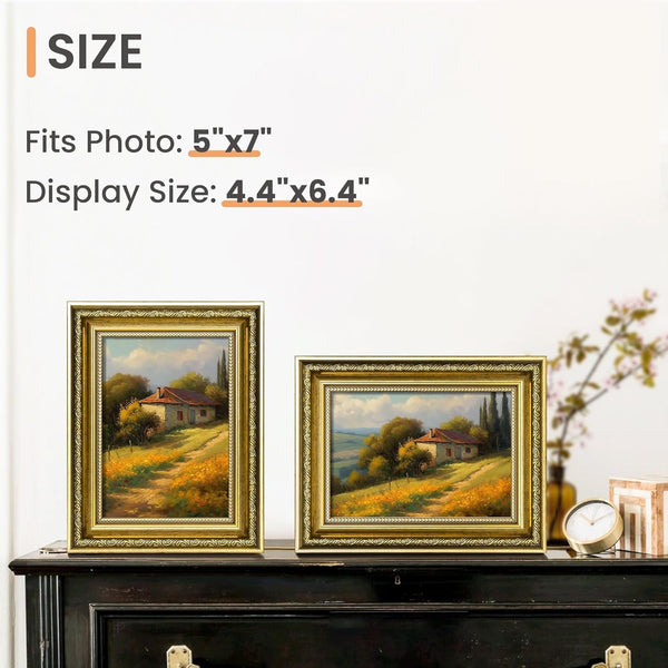 upsimples 5x7 Picture Frame with Real Glass, 2 Pack Ornate Vintage Pic – Upsimples Direct