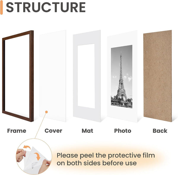 upsimples 8x10 Picture Frame Set of 5, Display Pictures 5x7 with Mat o ...