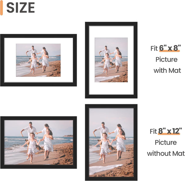 upsimples 8x12 Picture Frame Set of 10, Display Pictures 6x8 with Mat ...