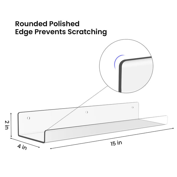 15" Acrylic Floating Shelves Wall Mounted, Upsimples 5pack Clear Acryl ...