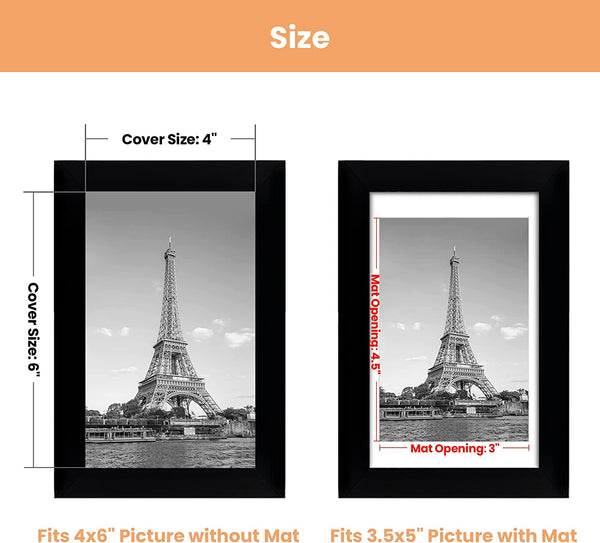 upsimples 4x6 Picture Frame, Display Pictures 3.5x5 with Mat or 4x6 Wi ...