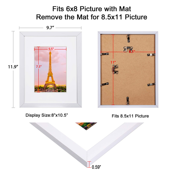 upsimples 8.5x11 Picture Frame Set of 3, Made of High Definition Glass ...